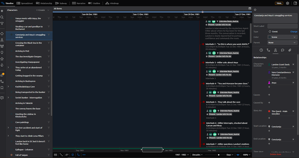 Events are showing up in Character Panel - Q & A - Aeon Timeline